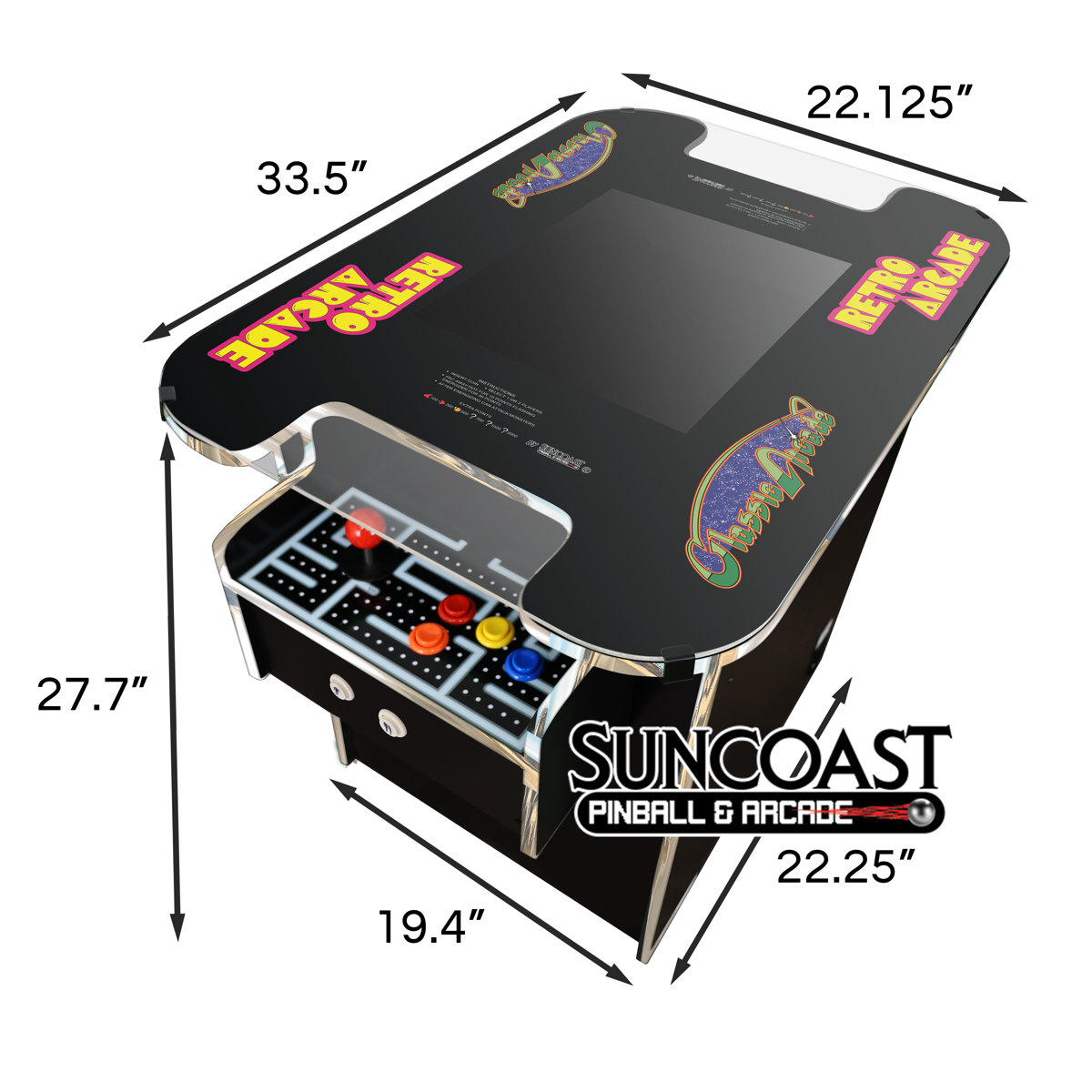 Suncoast Arcade Cocktail Arcade Machine with 19" Monitor and 516 Retro Games - Fully Assembled ...